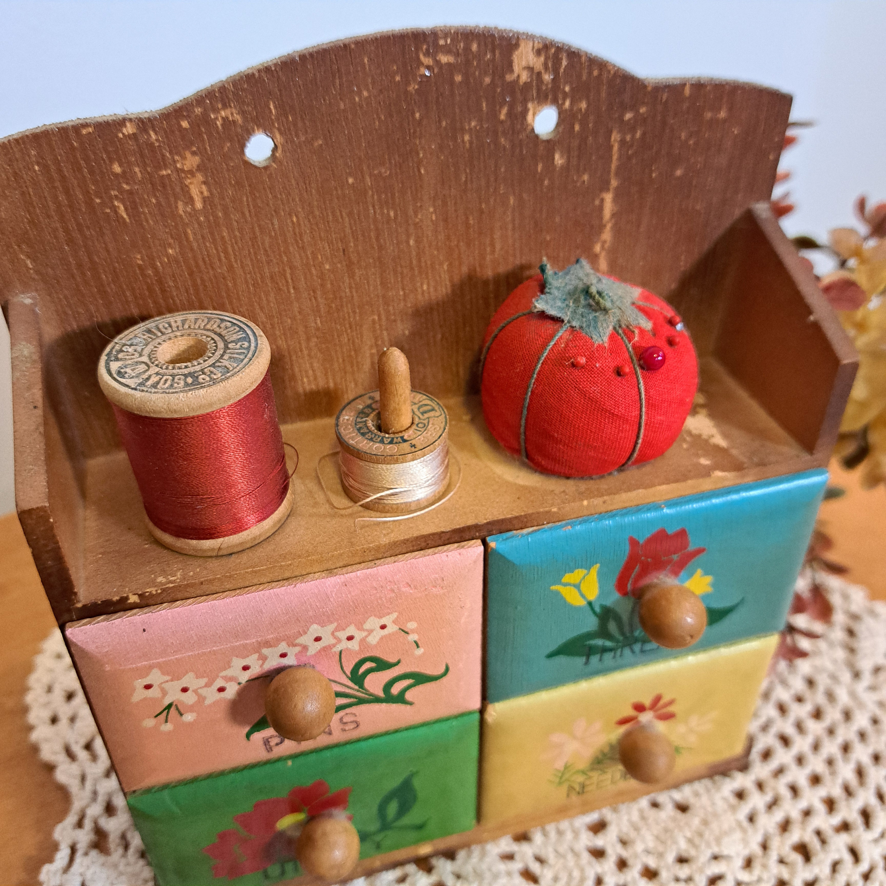 Vintage Four Drawer Sewing Box / Cabinet Pins Needles Thread Utility - Etsy
