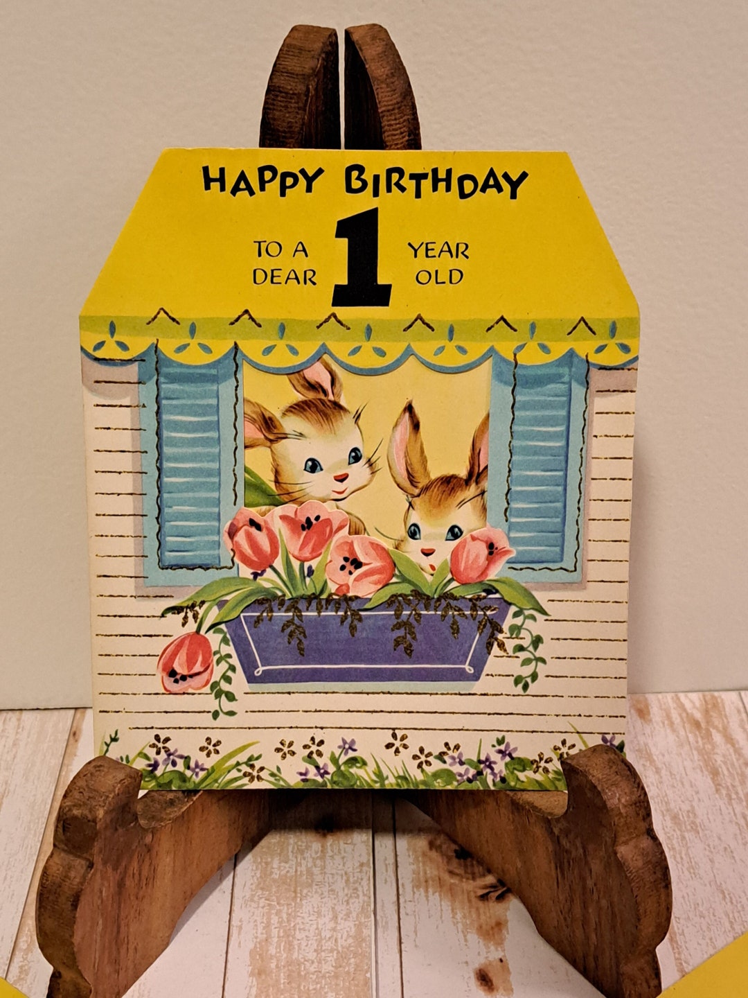 Authentic Vintage 1st Birthday Card With Bunnies 1 Unused - Etsy