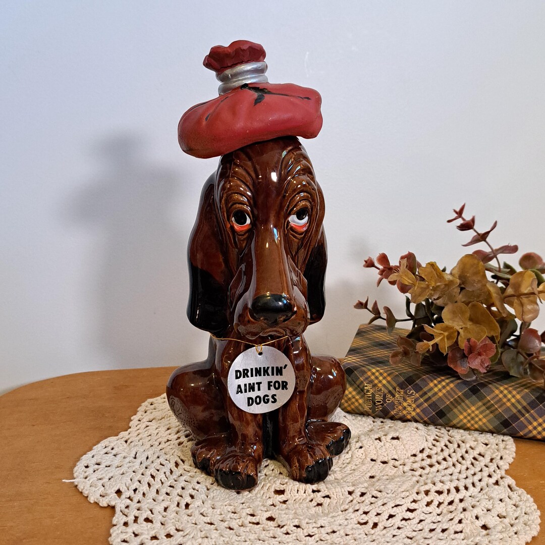 Vintage Enesco Hound Dog Decanter "drinkin Aint for Dogs" Barware - Etsy