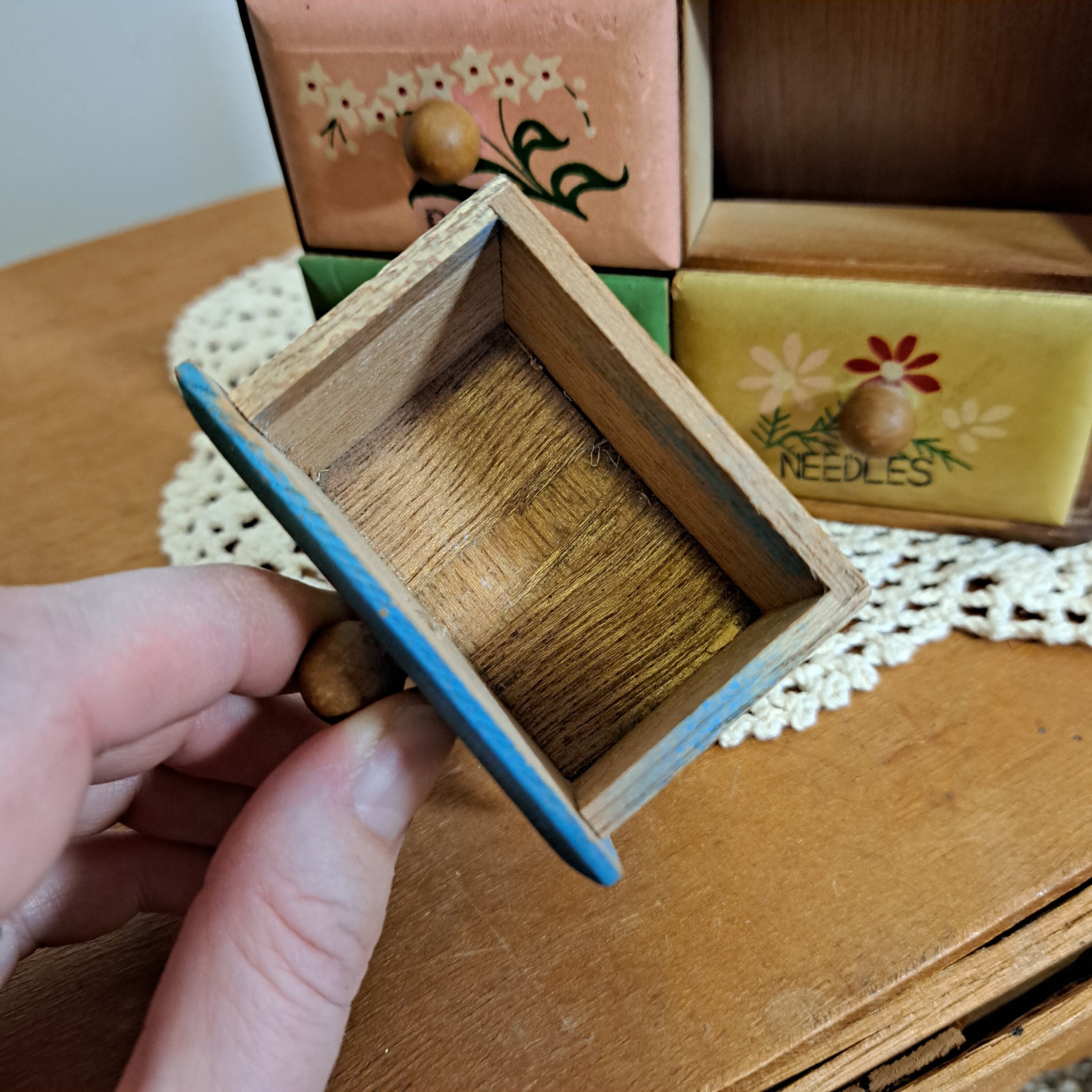 Vintage Four Drawer Sewing Box / Cabinet Pins Needles Thread Utility - Etsy