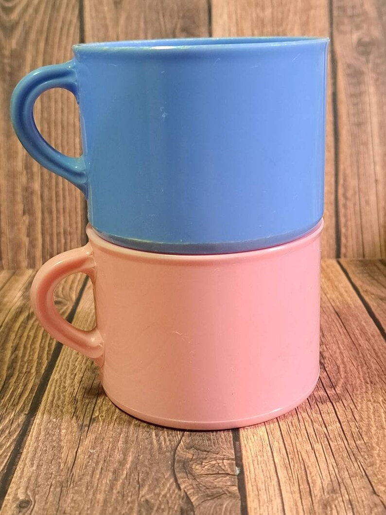 Vintage 1950's Baby's Plastic Tea Cups Blue and Pink - Etsy