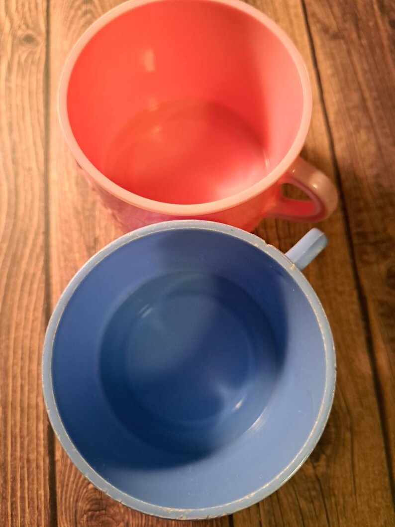 Vintage 1950's Baby's Plastic Tea Cups Blue and Pink - Etsy