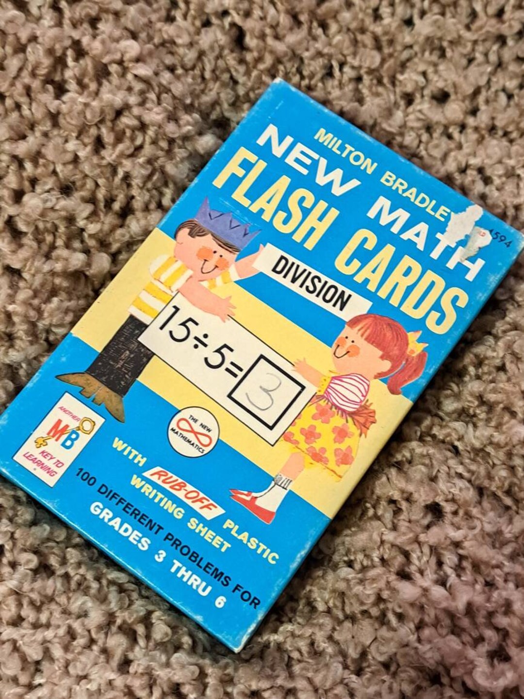 1965 Milton Bradley New Math Flash Cards, Division With Rub-off Plastic ...