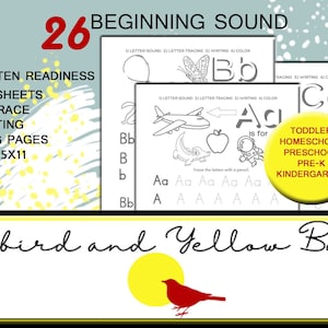 26 Beginning Letter Sound Worksheets - Tracing - Handwriting - Coloring ...