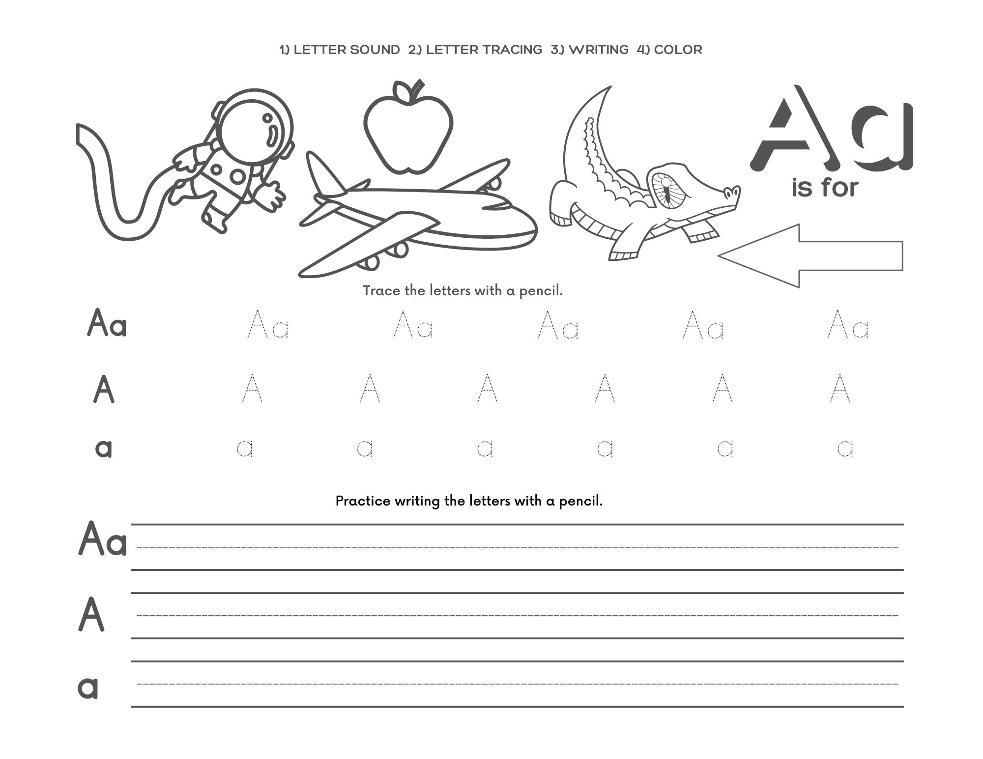 26 Beginning Letter Sound Worksheets (11x8.5) - Tracing - Handwriting ...
