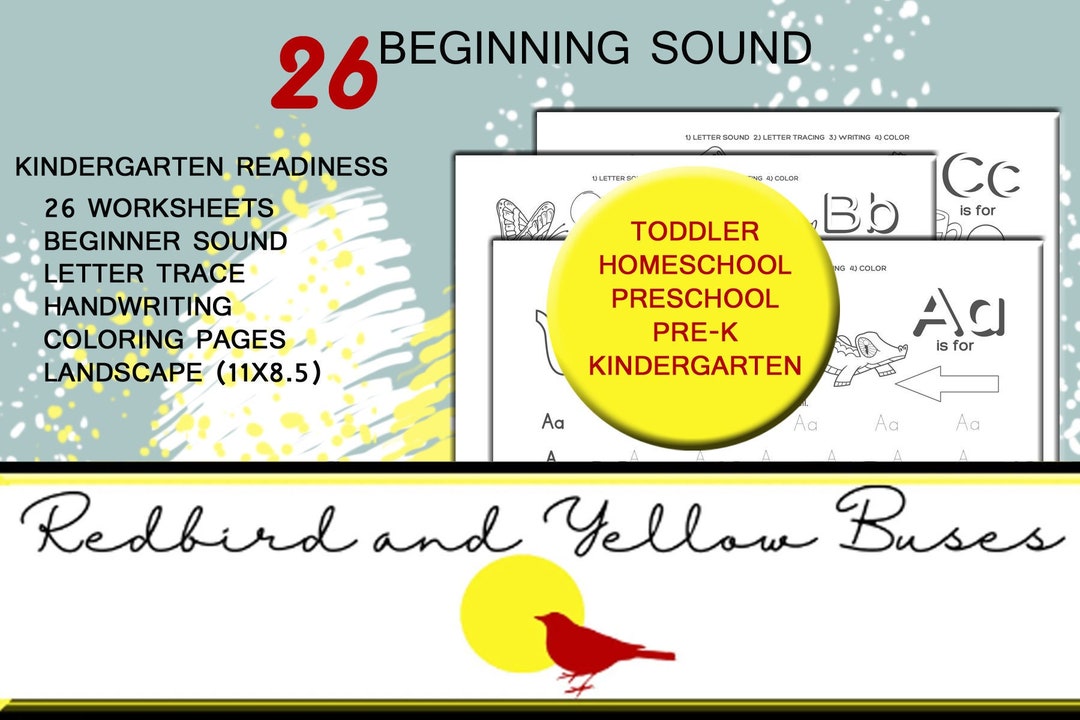 26 Beginning Letter Sound Worksheets (11x8.5) - Tracing - Handwriting ...