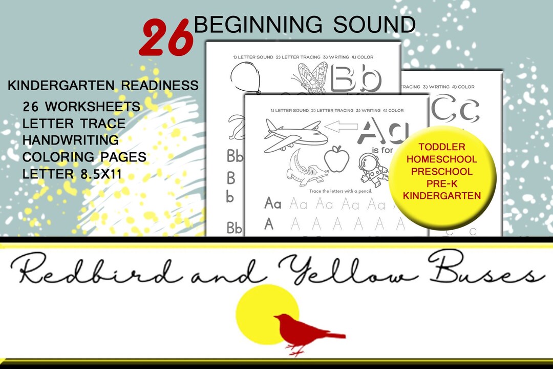 26 Beginning Letter Sound Worksheets - Tracing - Handwriting - Coloring ...
