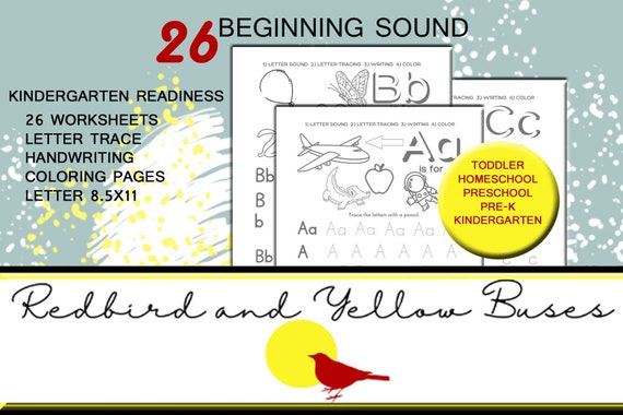 26 Beginning Letter Sound Worksheets Tracing Handwriting - Etsy