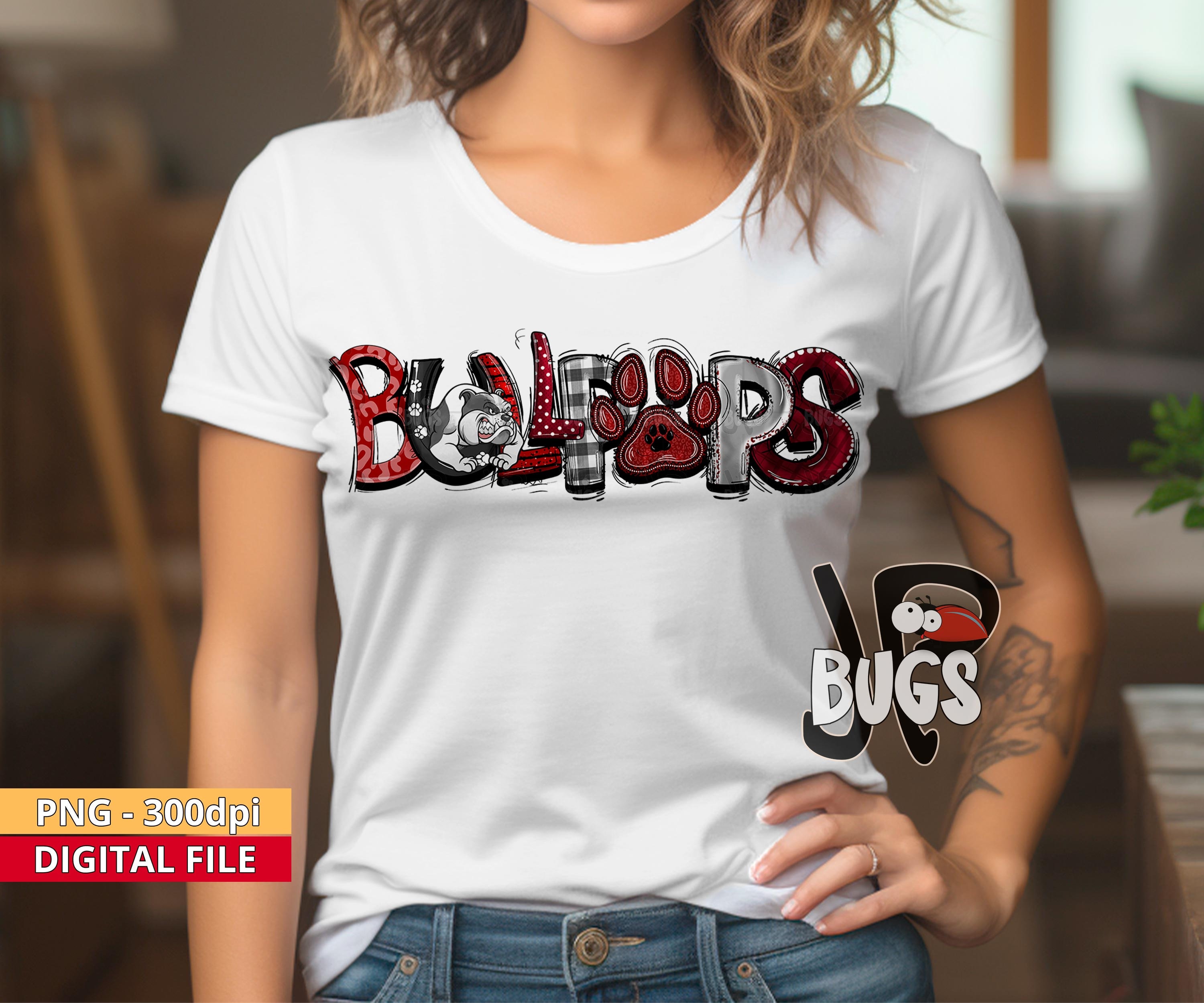 Red and White Bullpups Png Bullpups Doodle Letters Bullpups Sublimation ...