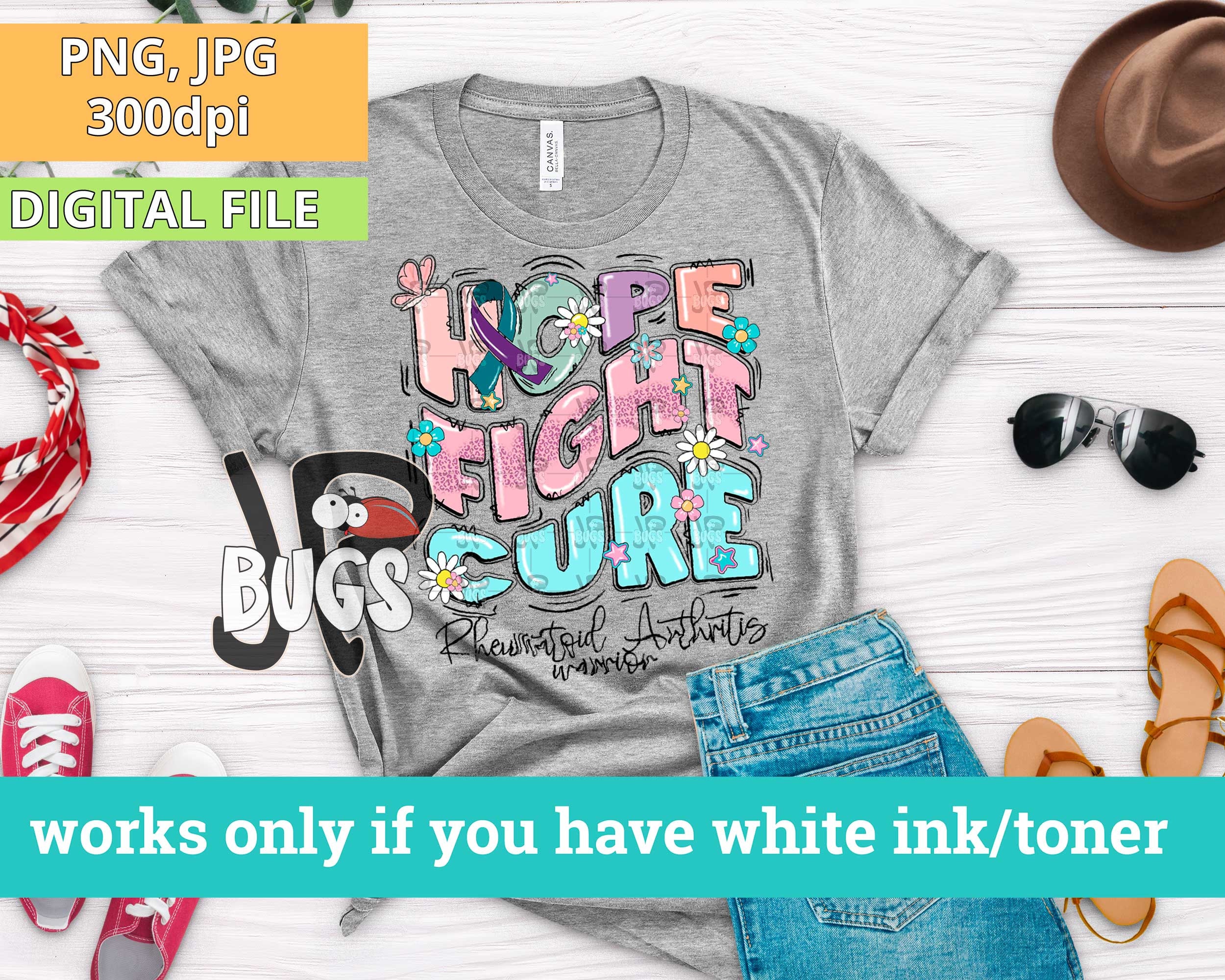 Faith Hope Cure Rheumatoid Arthritis Awareness Png Sublimation Design ...