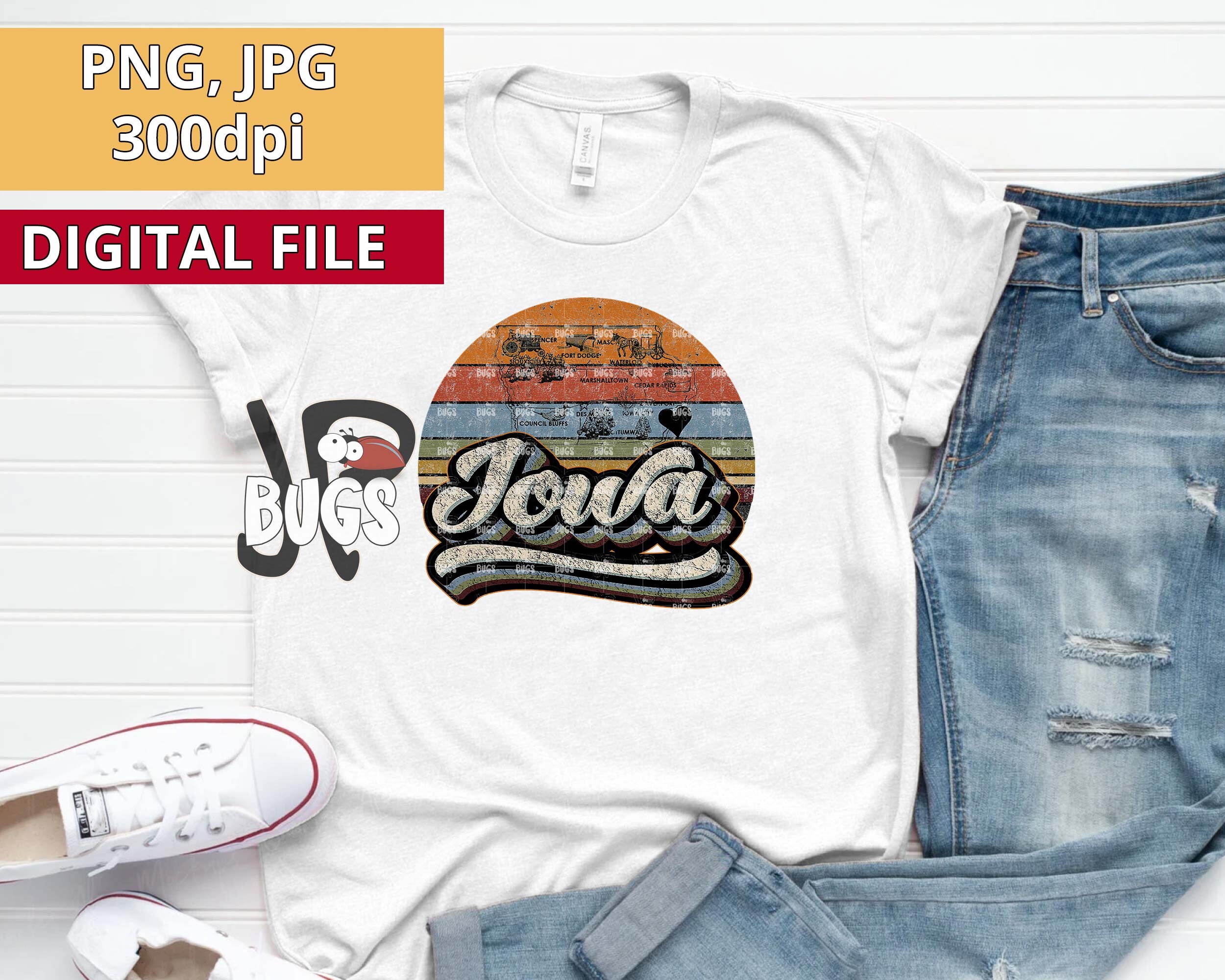 Retro Iowa Png, Vintage Iowa State Png, Iowa Clipart, Sublimation ...