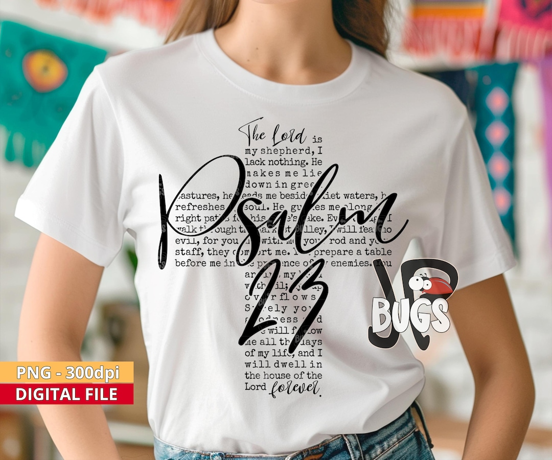 Psalm 23 PNG Christian Sublimation Design – Inspirational Faith Art ...