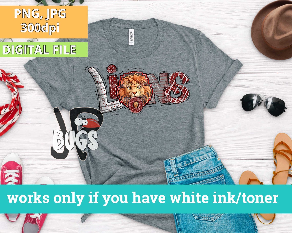 Maroon and Grey Lions PNG Doodle Lions Sublimation Designs - Etsy