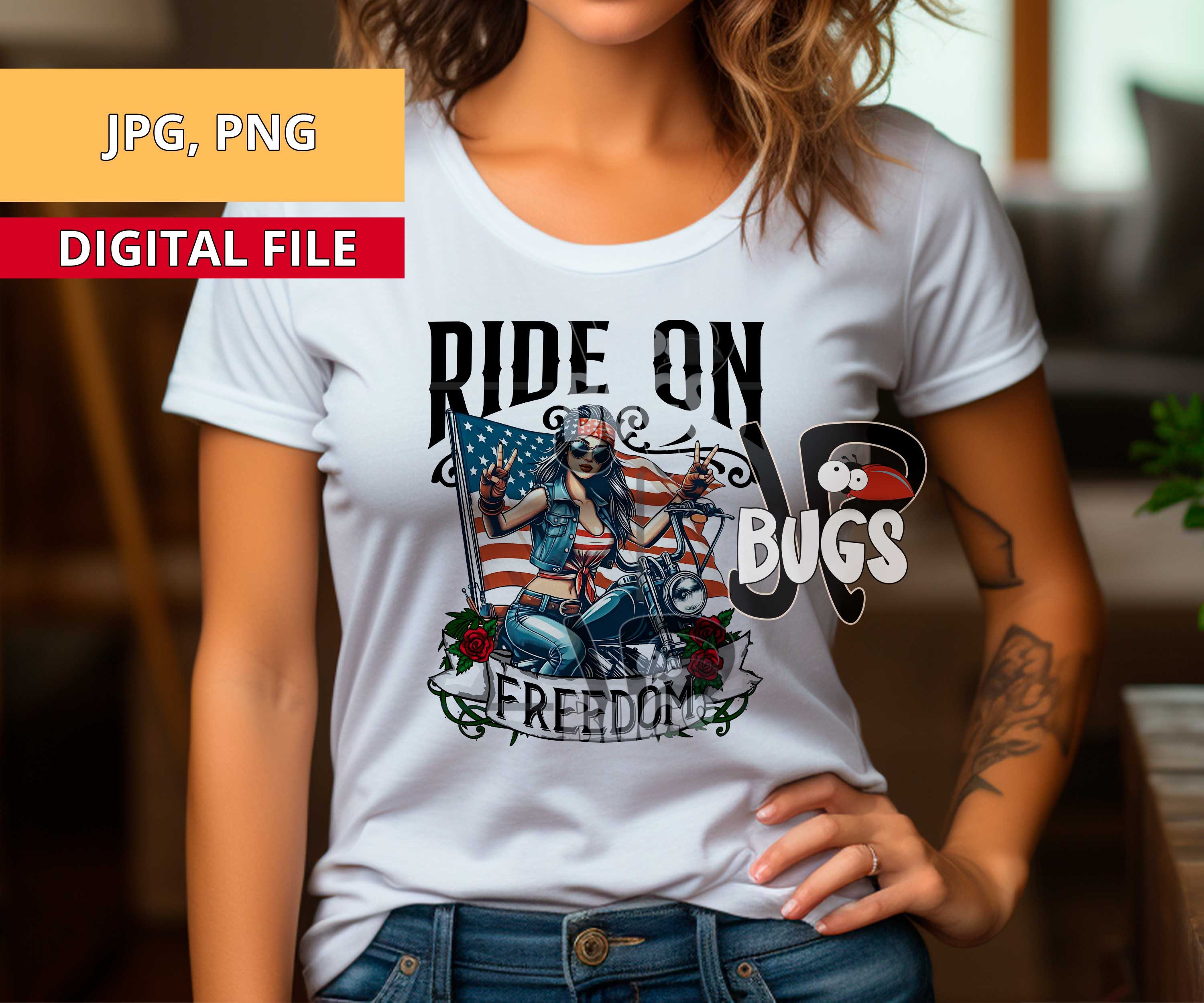 Ride on Freedom Biker Girl Png Sublimation Design Download Dtg Print ...
