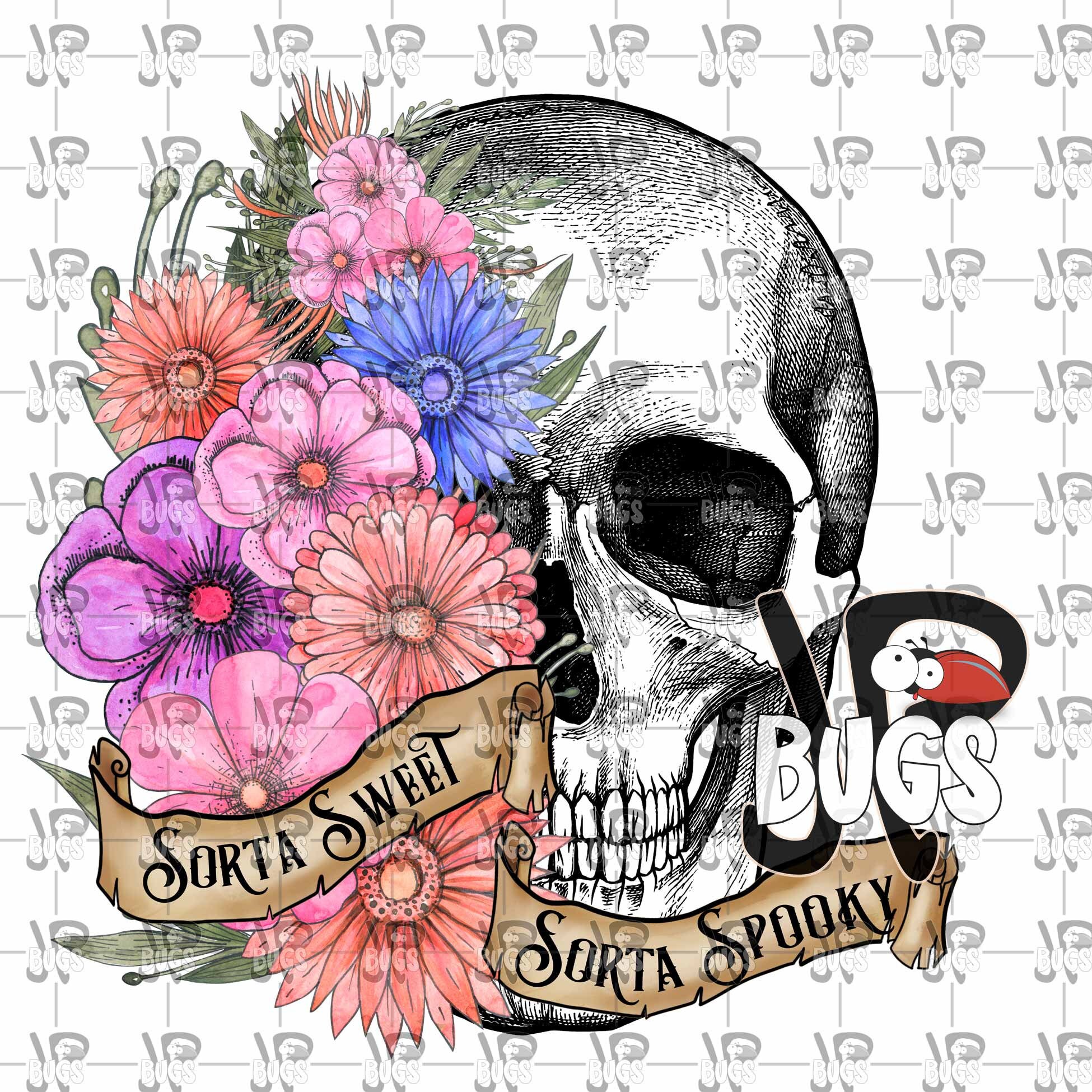 Sorta Sweet Sorta Spooky PNG, File for Sublimation, Flower Skull Png ...