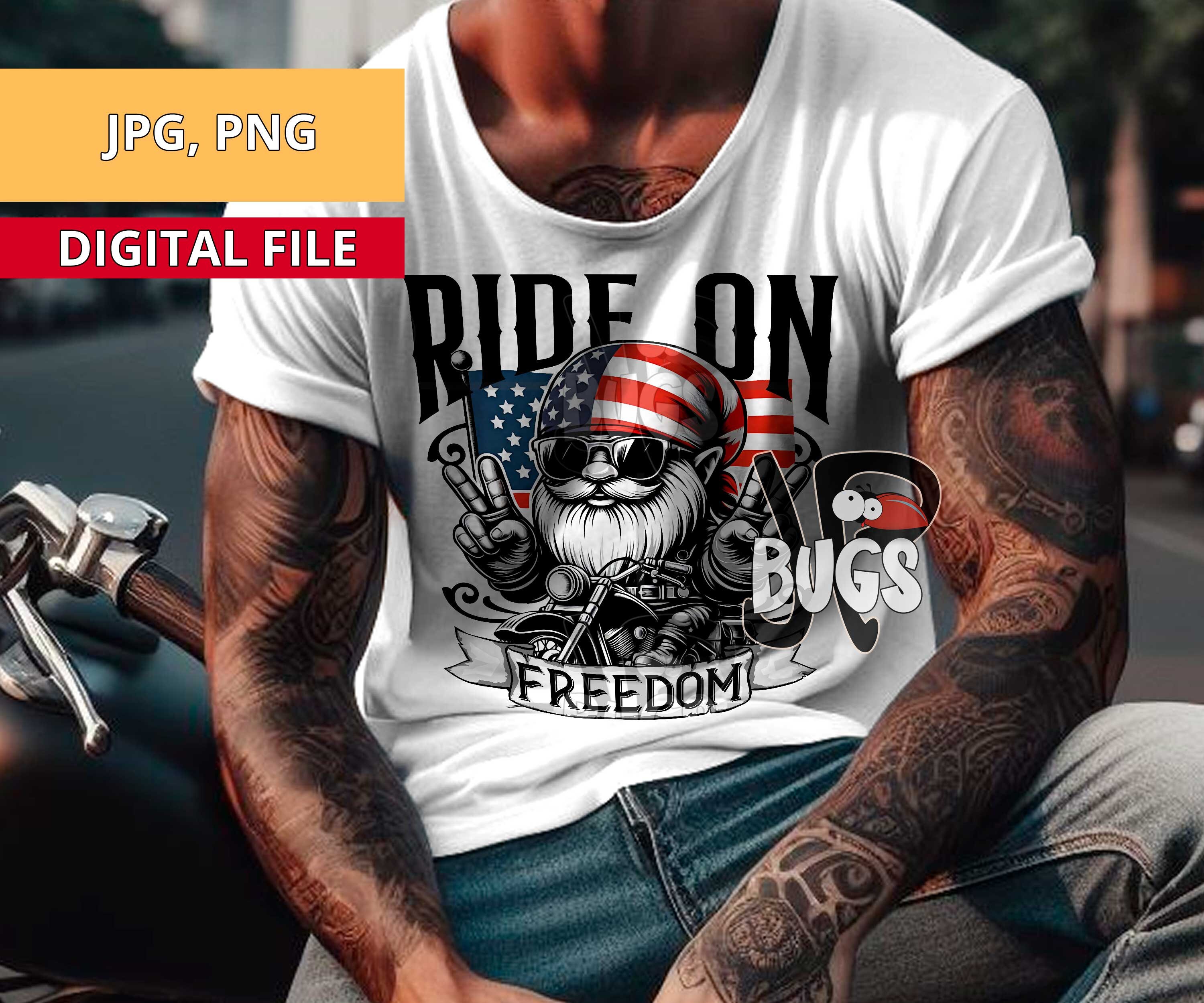 Ride on Freedom Biker Png Sublimation Design Download Dtg Print Clipart ...