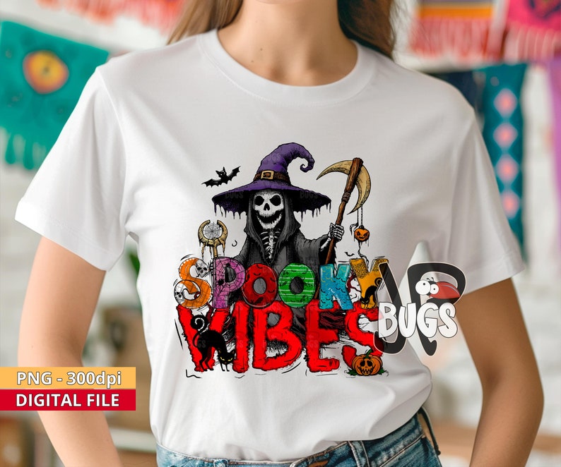 Spooky Vibes PNG, Halloween Skull Png, Halloween Sublimation Design ...