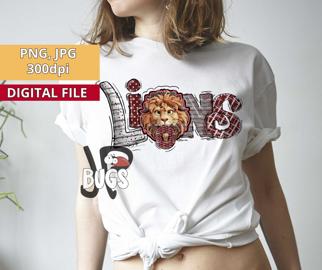 Maroon and Grey Lions PNG, Doodle Lions Sublimation Designs Downloads ...