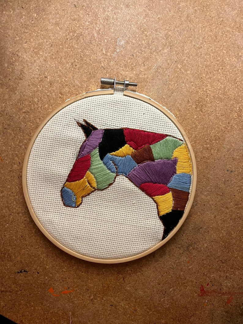 Hand Stitched Horse Thread Art - Etsy