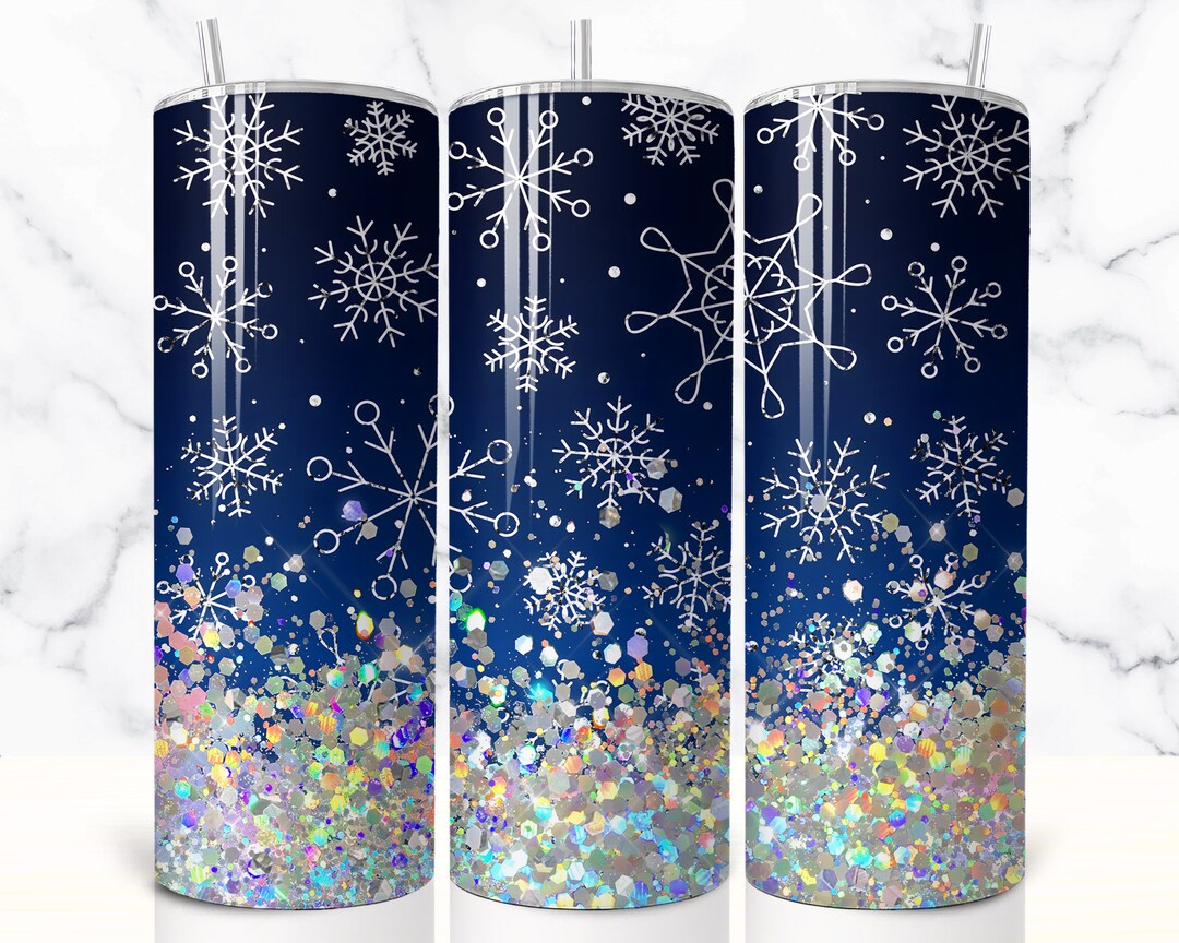 Glitter Snowflake Tumbler Wrap, 20 Oz Skinny Tumbler Sublimation Design ...