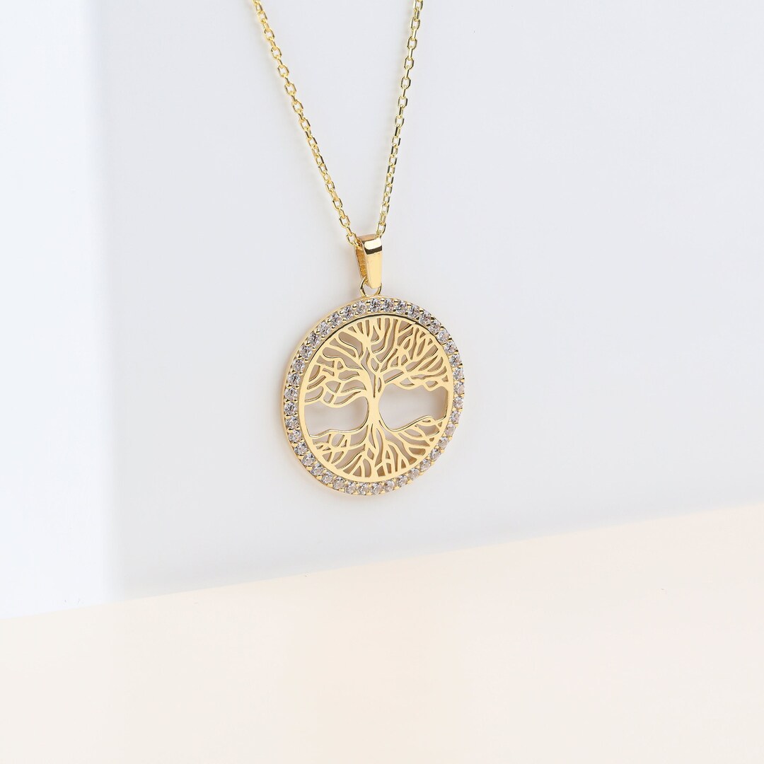 14k Real Gold Life Tree Necklace,tree of Life Locket Necklace,dainty ...