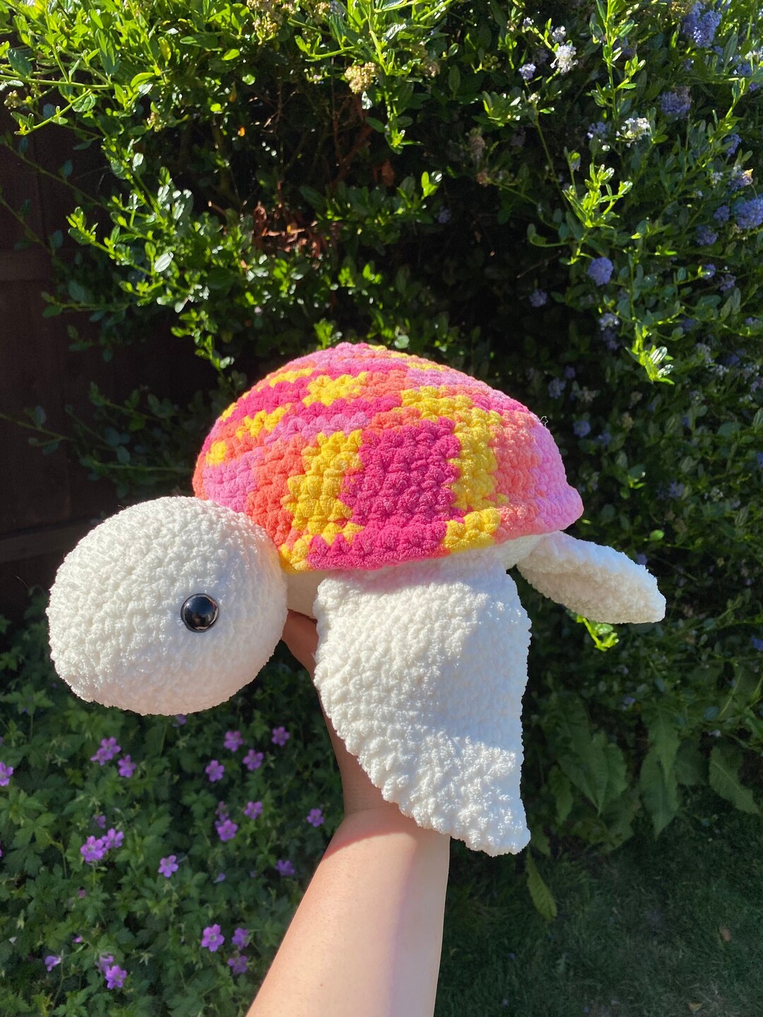 Jumbo Crochet Turtle Plushie With Multi-colour Shell - Etsy