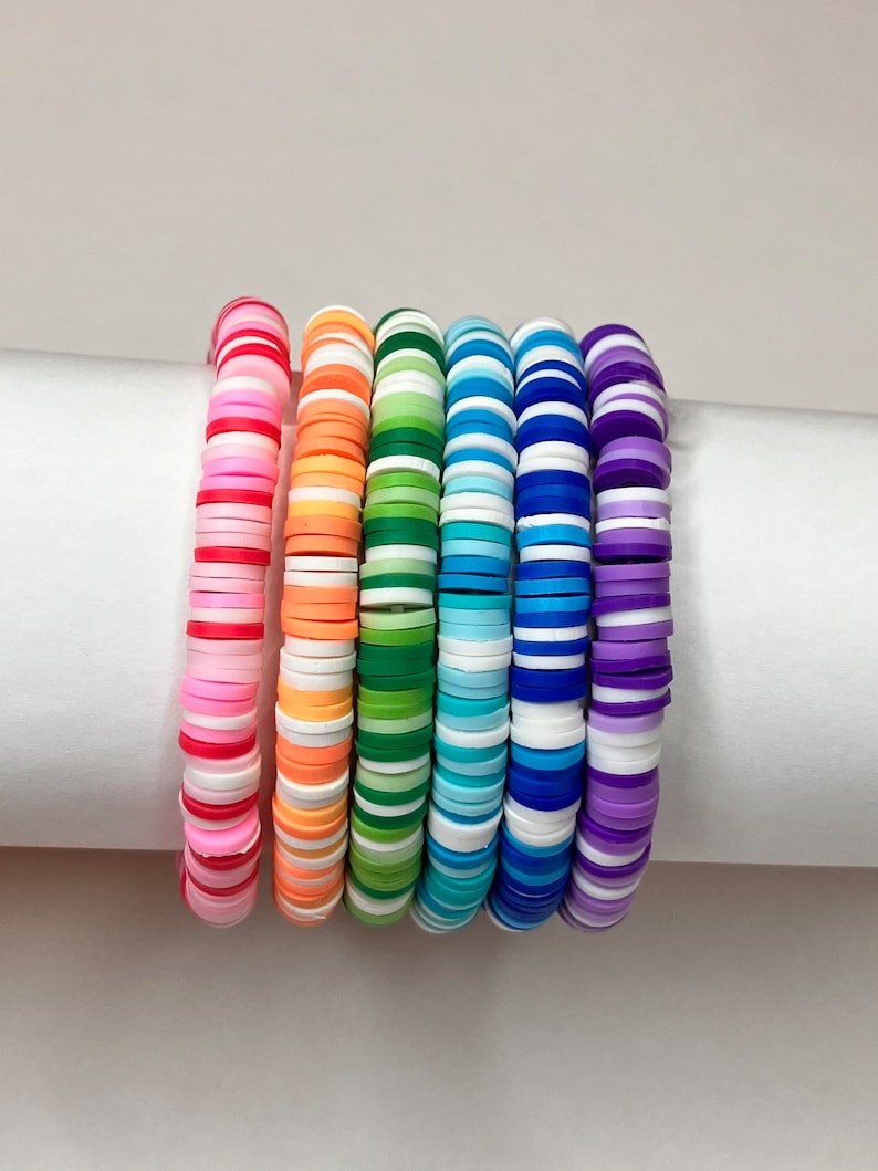 Mixed One Color Clay Beaded Bracelet - Etsy