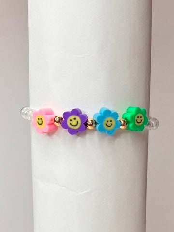 Spring Smiley Face Clear Seed Beaded Bracelets - Etsy