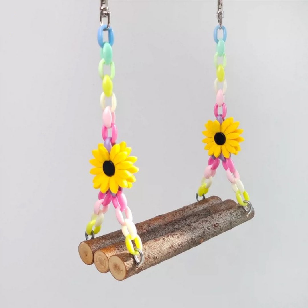 15x22cm Handmade Sunflower Big Swings Natural Tree Branch Parrot Bird ...