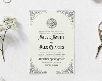 Vintage Style Wedding Invitation Template - Etsy