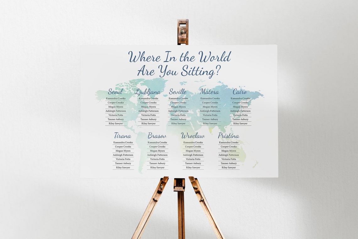 World Travel Themed Seating Chart - Etsy