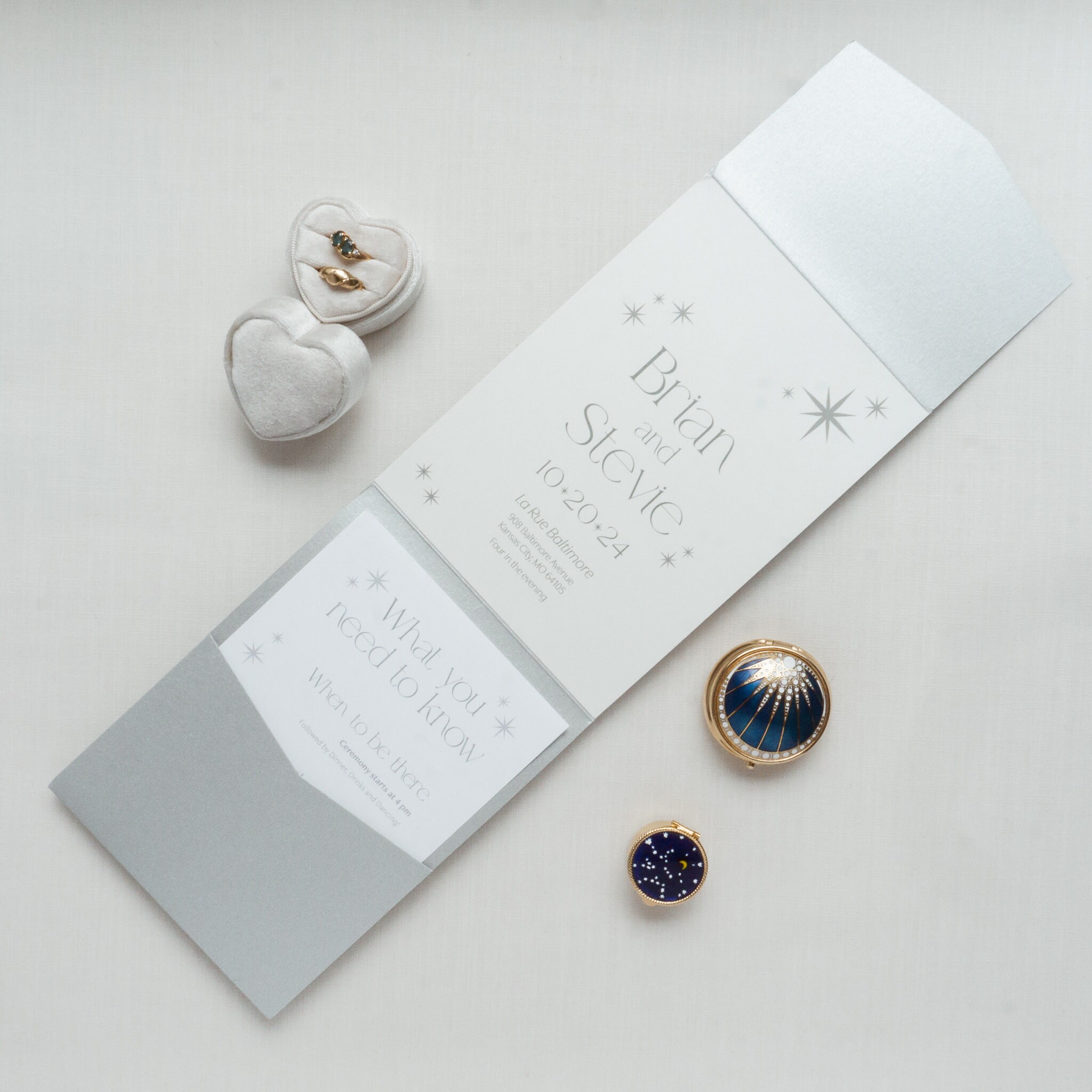 Dreamy Celestial Wedding Invitations | Shimmering Moon & Star Design ...
