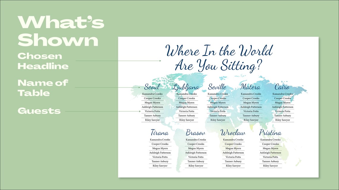 World Travel Themed Seating Chart - Etsy