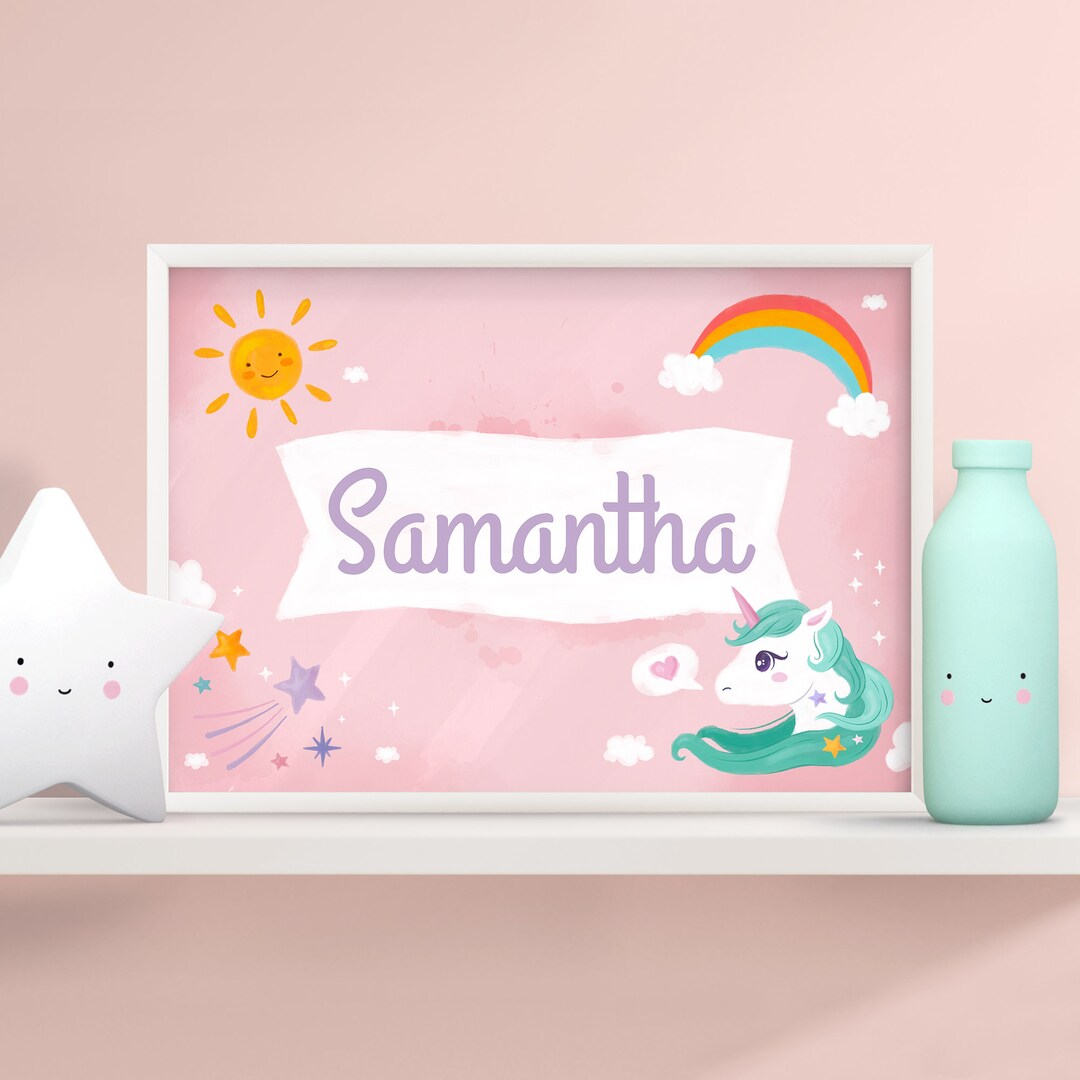 Unicorn Poster, Unicorn Art Print, Unicorn Drawing, Personalised ...