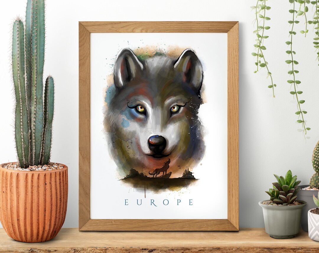 Wolf Painting, Wolf Poster, Wolf Art Print, Wolf Illustration, Wolf ...