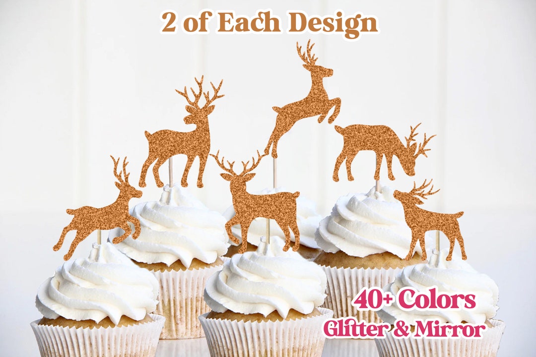 Reindeer Cupcake Toppers, Christmas Party Decorations, Deer Rudolph ...