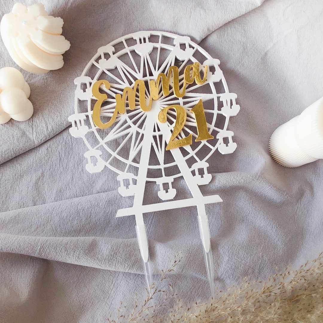 Custom Words Ferris Wheel Cake Topper, Personalisiert Riesenrad Kuchen ...