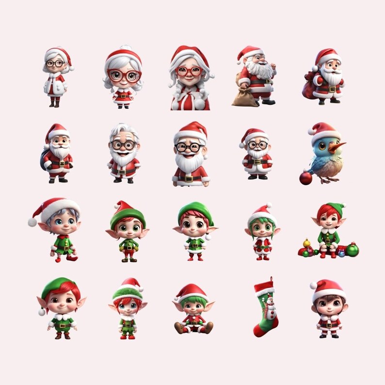 3D Christmas Cliparts | Animated Christmas Characters | Pixar Inspired ...