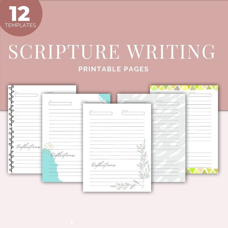 Scripture Writing Printable Pages | Bible Study Resource | Bible Memory Verse Journal | Daily ...