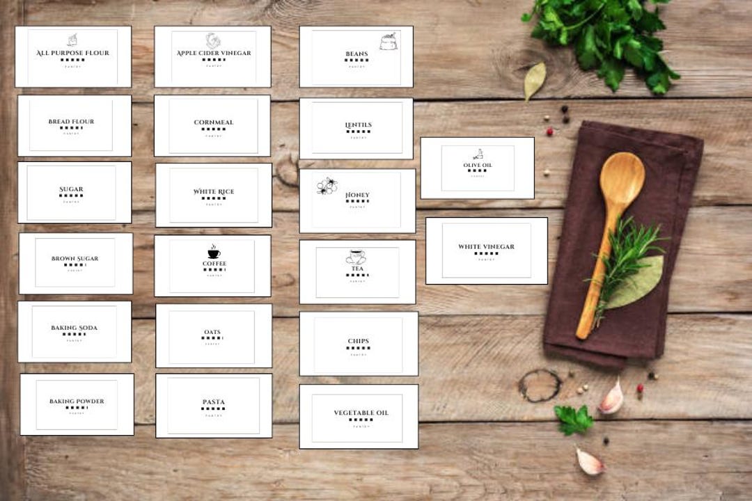 Farmhouse Pantry Labels - 20 Printable Kitchen Labels - Minimalist ...