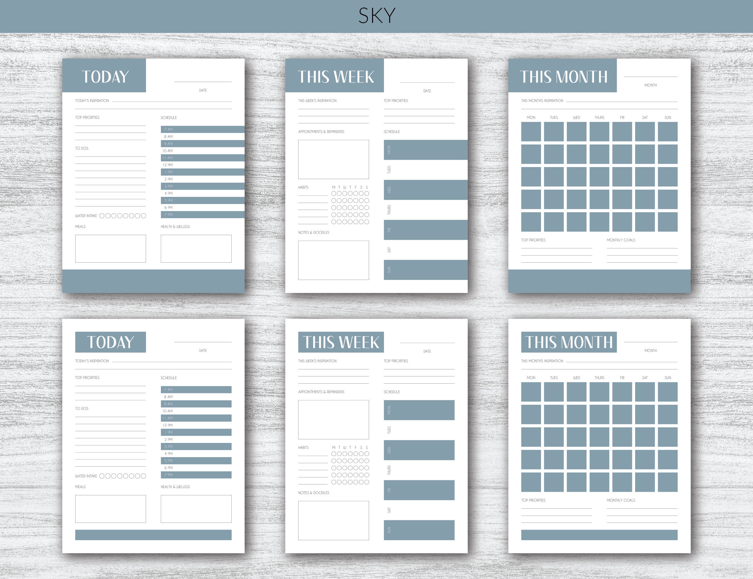 Minimalist Printable Planner Bundle in Multiple Colors - Etsy