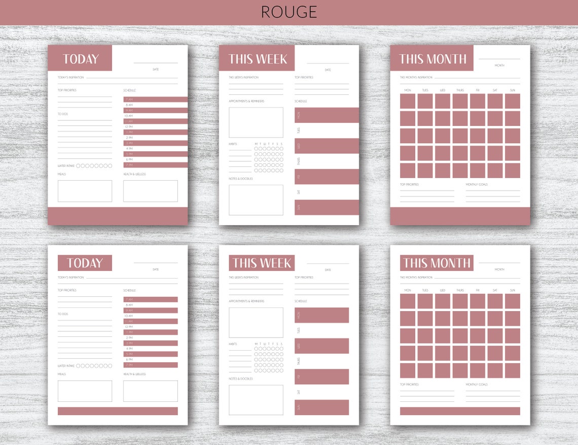 Minimalist Printable Planner Bundle in Multiple Colors - Etsy