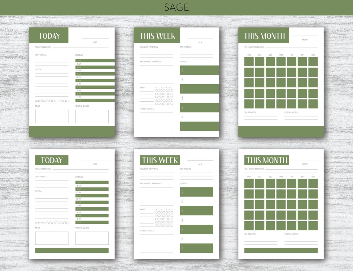 Minimalist Printable Planner Bundle in Multiple Colors - Etsy
