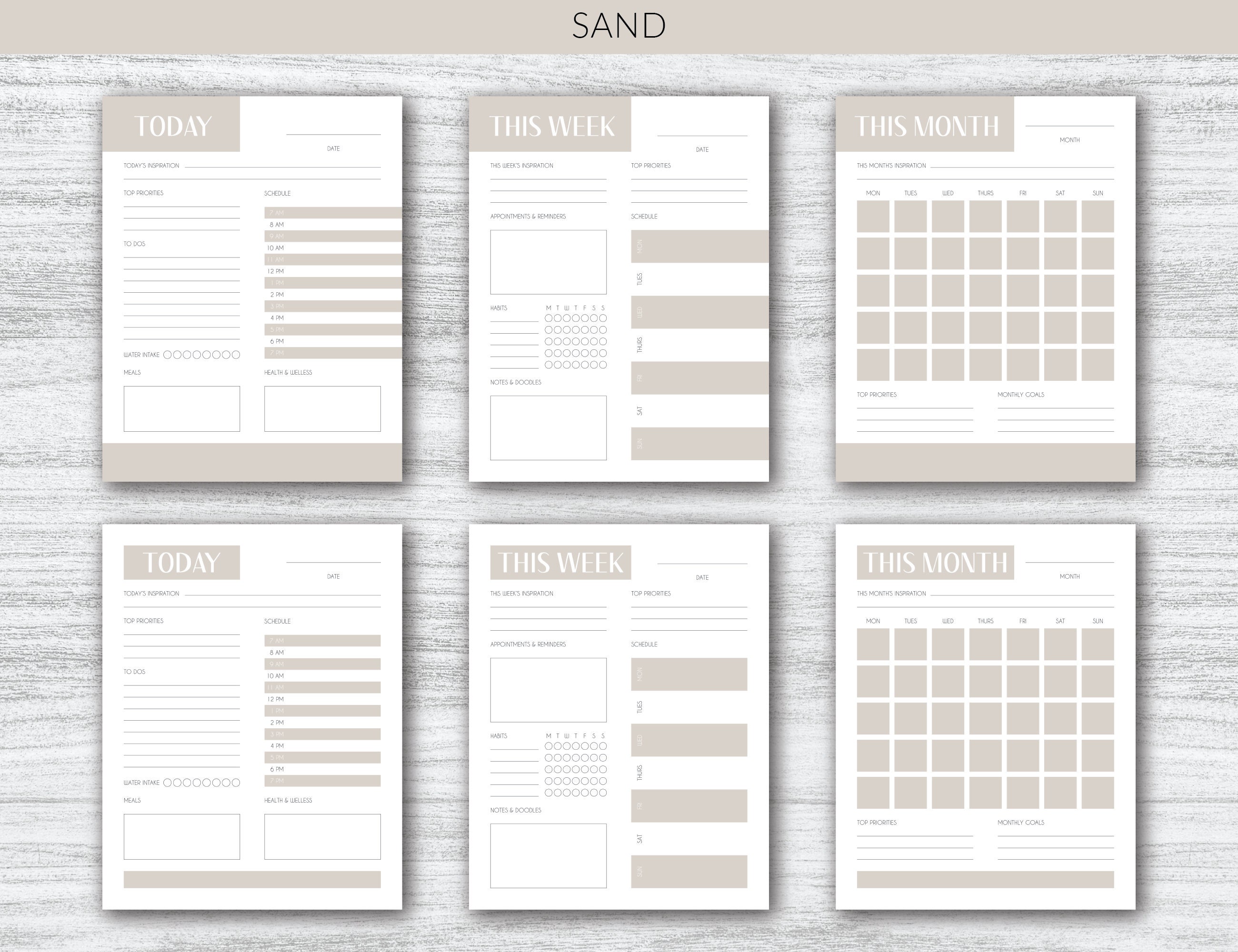 Minimalist Printable Planner Bundle in Multiple Colors - Etsy