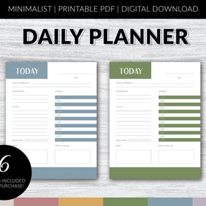 Minimalist Daily Printable Planner in Multiple Colors | Printable Daily ...