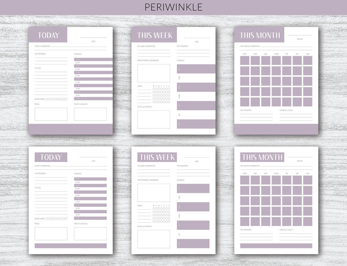 Minimalist Printable Planner Bundle in Multiple Colors - Etsy