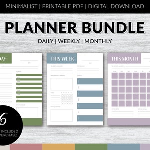 Minimalist Printable Planner Bundle in Multiple Colors | Daily, Weekly ...