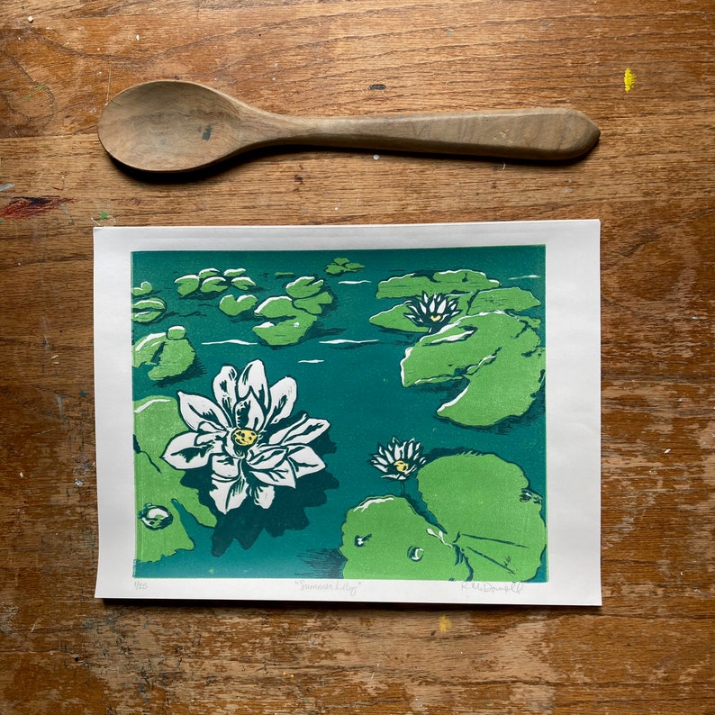 Lily Woodblock Print, Floral Block Print, Limited Edition Reduction ...