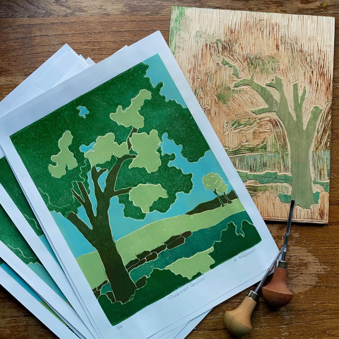 Cheekwood Gardens Woodblock Print, Limited Edition Reduction Woodblock ...