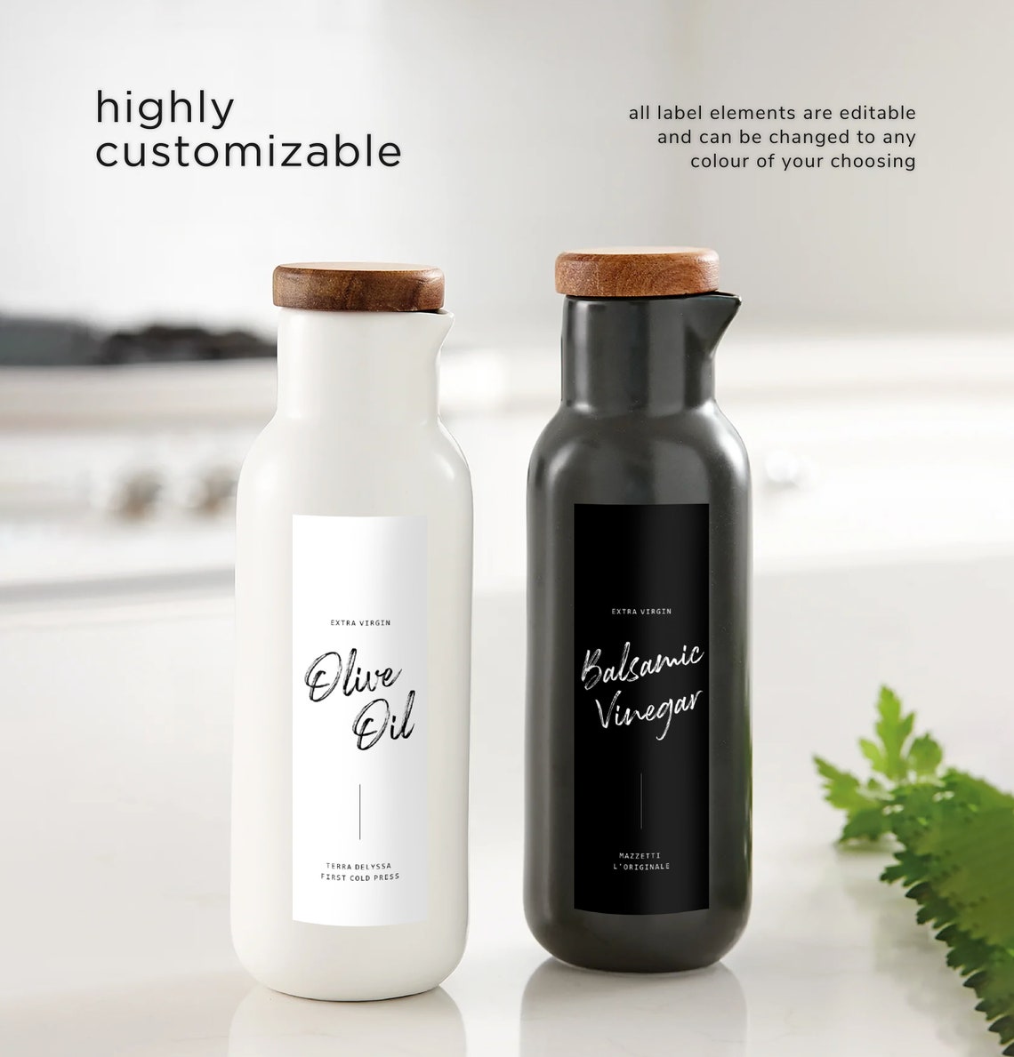 Brush Script Oil & Vinegar Bottle Label Template Digital - Etsy